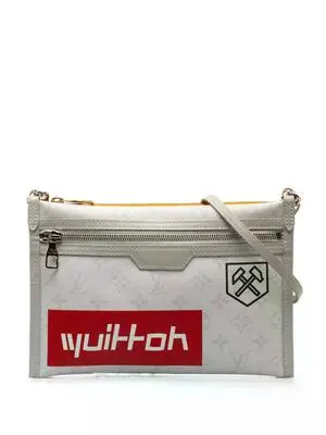 LOUIS VUITTON Monogram Antarctica Double Flat Messenger Crossbody Bag - Grey