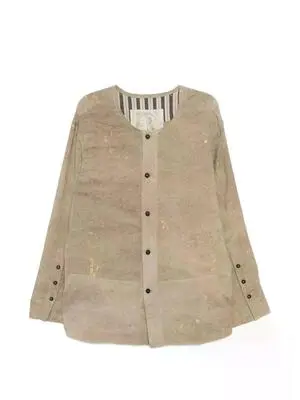 ZIGGY CHEN Patchwork Collarless Shirt