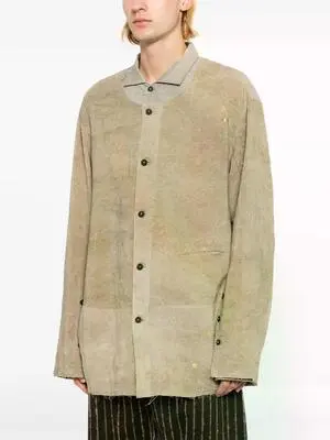 ZIGGY CHEN Patchwork Collarless Shirt