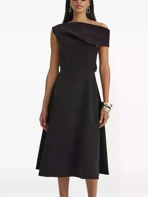 MOOS STUDIO Off-shoulder Draped Midi Dress - Black