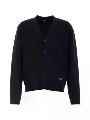 A.p.c. Kevin Logo-embroidered Cardigan - Blue