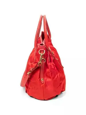 Prada Logo Plaque Tote Bag - Red