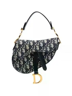 Dior 2018 Mini Oblique Canvas Saddle Bag Satchel - Blue