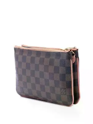 LOUIS VUITTON Damier Ebene Pochette Double Zip Crossbody Bag