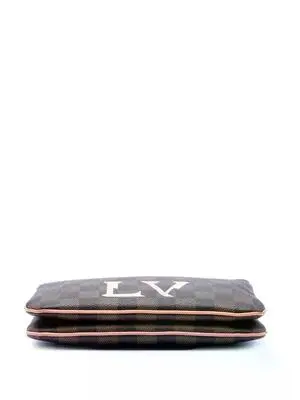 LOUIS VUITTON Damier Ebene Pochette Double Zip Crossbody Bag