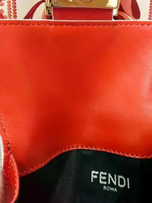 Fendi 2010-2026 Leather Coral Bandana Baguette Micro Trifold Wallet Small Wallets