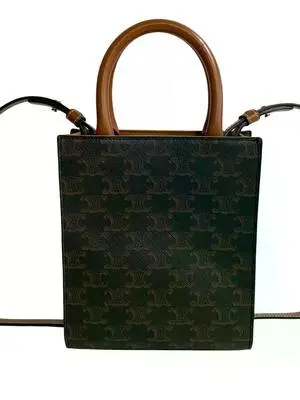 Celine Vertical Cabas Satchel In Coated Canvas