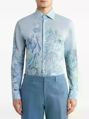 Etro Floral-print Cotton Shirt - Blue