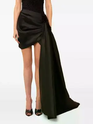 CONTESSA MILLS Sanderson Floral-appliqué Draped Mini Skirt