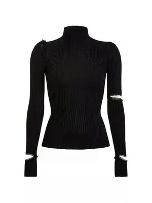CONTESSA MILLS Salem Ribbed Knit Jumper With Lace Trim - Black