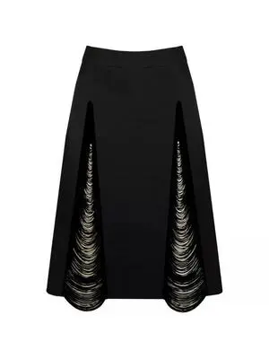 CONTESSA MILLS Madeleine Fringe Detail A-line Skirt - Black