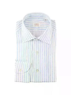 BORRIELLO NAPOLI Stripe-print Long-sleeved Shirt - Blue