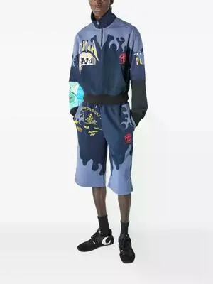 MARINE SERRE Patchwork Jersey Shorts With Graphic Print