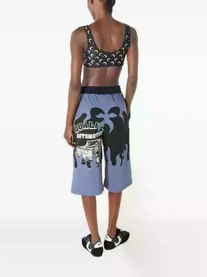 MARINE SERRE Patchwork Jersey Shorts With Graphic Print
