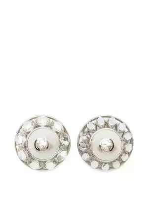 Gucci 2020s Interlocking G Crystal And Faux Pearl Earrings - Silver