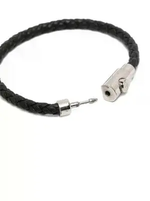 FERRAGAMO Braided Leather Bracelet - Silver