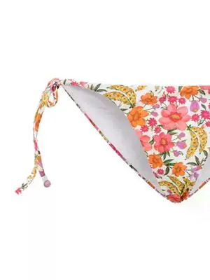 Farm Rio Banana Flowers Side-tie Bikini Bottoms - White