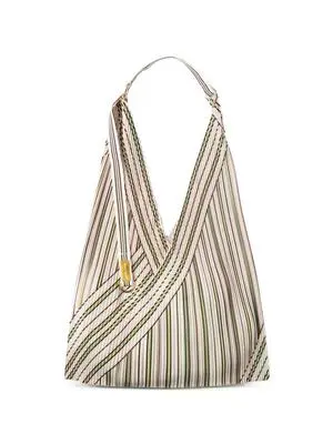 MULTITUDES BAGS MULTITUDES BAGS Zoe Pleated Stripe Tote Bag Neutrals