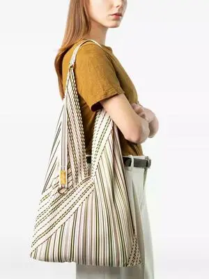 MULTITUDES BAGS Zoe Pleated Stripe Tote Bag - Neutrals