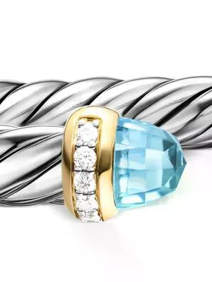 David Yurman Cable Flex Bracelet With Sky Blue Topaz And Diamonds