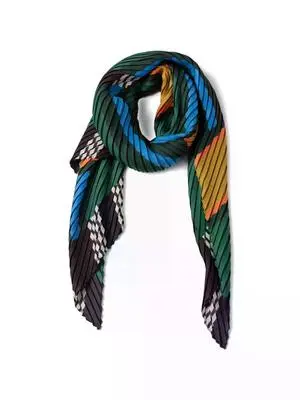 MULTITUDES BAGS Selene Geometric-print Pleated Scarf - Neutrals