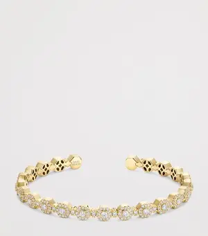 DAVID MORRIS Yellow Gold And Diamond Hexagon Bangle