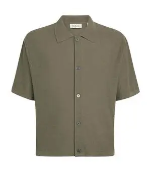 FRAME Silk-linen-blend Overshirt - Brown