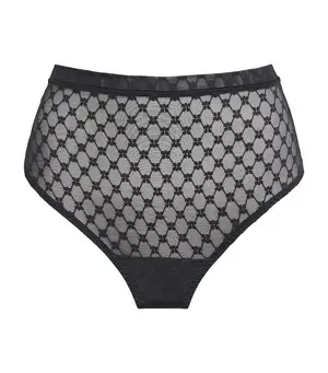 Simone Perele Lace Plume High-waist Thong - Black