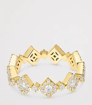 DAVID MORRIS Yellow Gold And Diamond Triolette Square Ring
