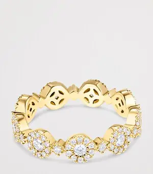 DAVID MORRIS Yellow Gold And Diamond Triolette Oval Ring