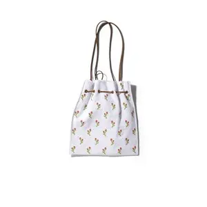 Miu Miu Embroidered Linen Tote Bag - White/red