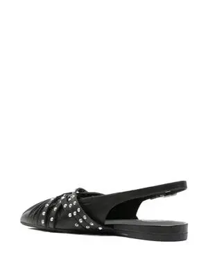 Ash Studded Ruched Flat Pumps