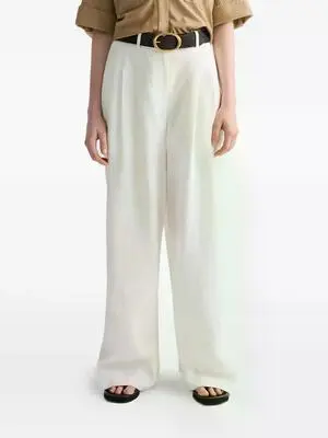 TWP Avery Pleated Wide-leg Trousers - Neutrals