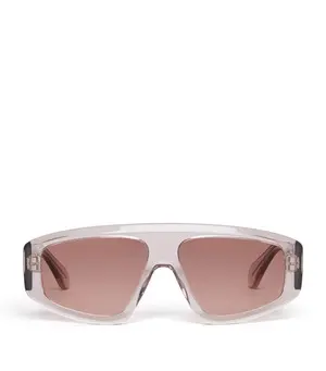 Alaïa Acetate Aviator Mask Sunglasses - Brown