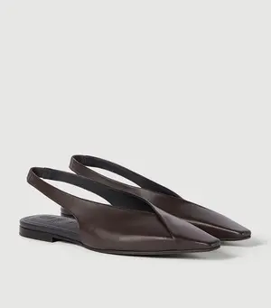 Brunello Cucinelli Leather Slingback Flats - Brown