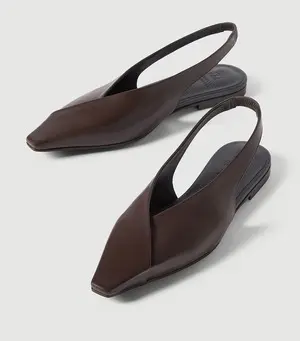 Brunello Cucinelli Leather Slingback Flats - Brown