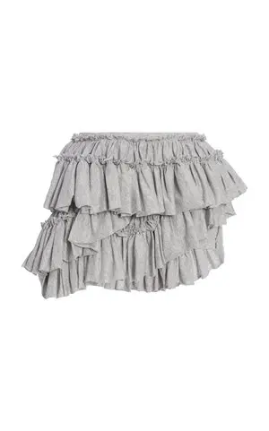 Dries Van Noten Ruffled Cotton-jersey Mini Shorts - Grey