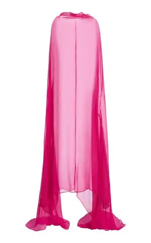 Dries Van Noten Cape-sleeve Silk Dress - Fuchsia