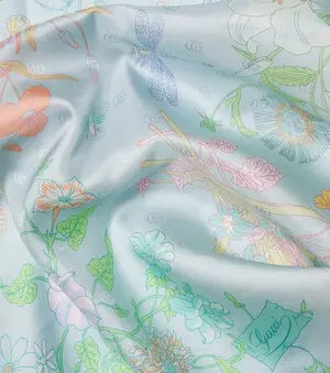 Gucci Flora Silk Twill Scarf - Blue