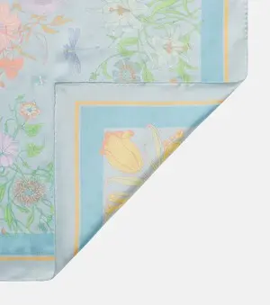 Gucci Flora Silk Twill Scarf - Blue