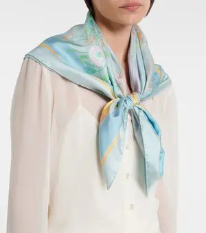 Gucci Flora Silk Twill Scarf - Blue