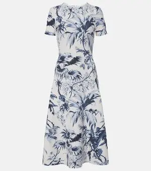 Oscar De La Renta Printed Cocktail Dress - Blue
