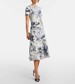 Oscar De La Renta Printed Cocktail Dress - Blue