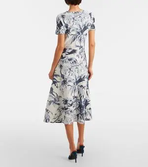 Oscar De La Renta Printed Cocktail Dress - Blue