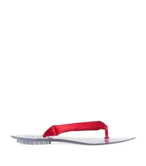 Alaïa Transparent Thong Flip Flops With Satin Straps - Red