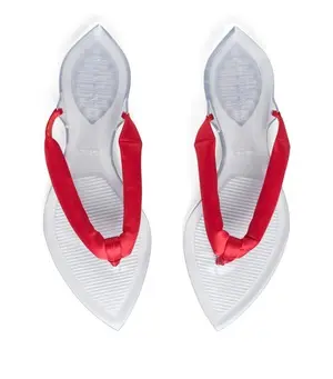 Alaïa Transparent Thong Flip Flops With Satin Straps - Red
