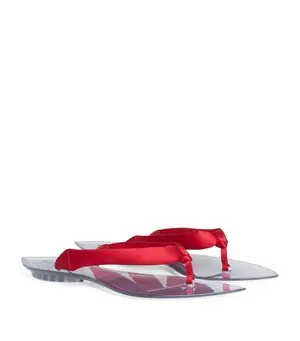 Alaïa Transparent Thong Flip Flops With Satin Straps - Red