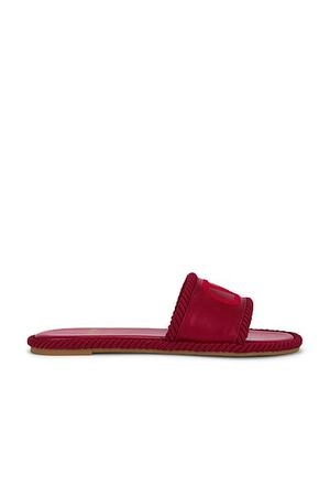 Valentino Garavani V Logo Torchon Slide Espadrilles - Deep Red