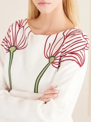 Farm Rio Embroidered Linen Mini Dress