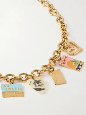 Chloé Gold-tone Enamel Charm Necklace - Multi